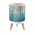 Small Trash Can with Lid Teal Landscape Blue Forest Panoramic Abstract ...