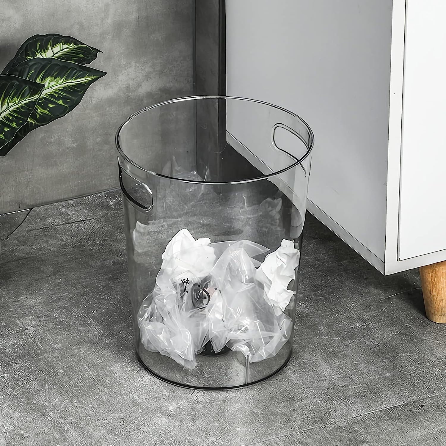 Small Trash Can Plastic Wastebasket 1.5 Gallon Round Garbage Container ...