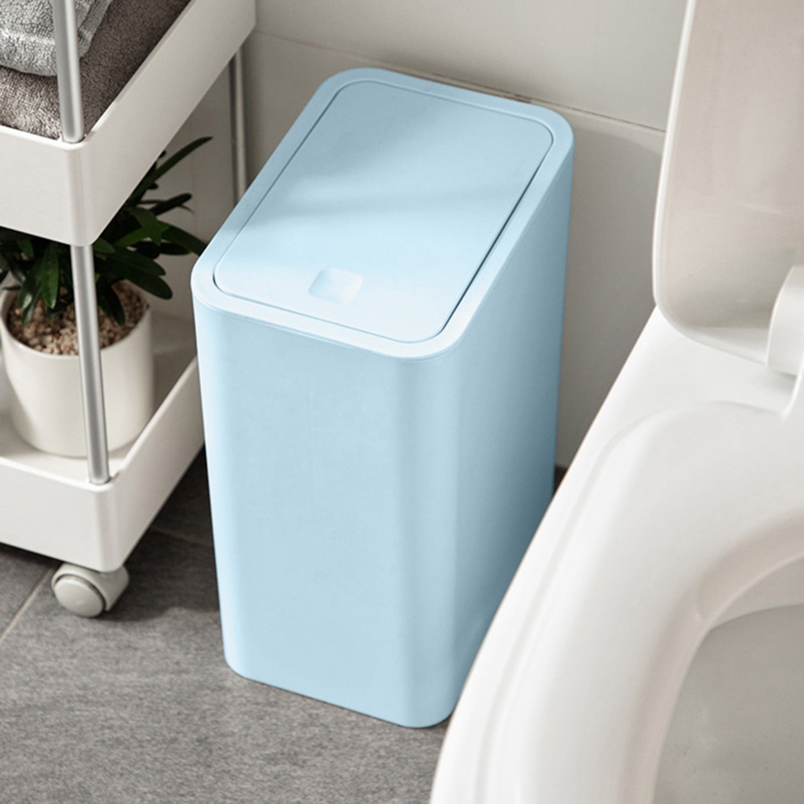 Small Trash Can With Lid Bathroom Garbage Can With Up Lid 13In Plastic ...