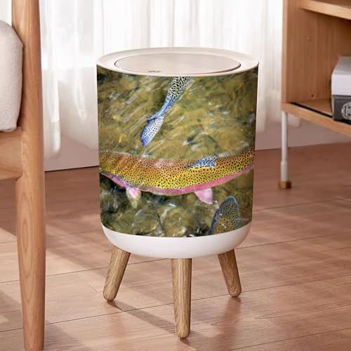 Small Trash Can with Lid for Bathroom Kitchen Office Diaper Rainbow ...