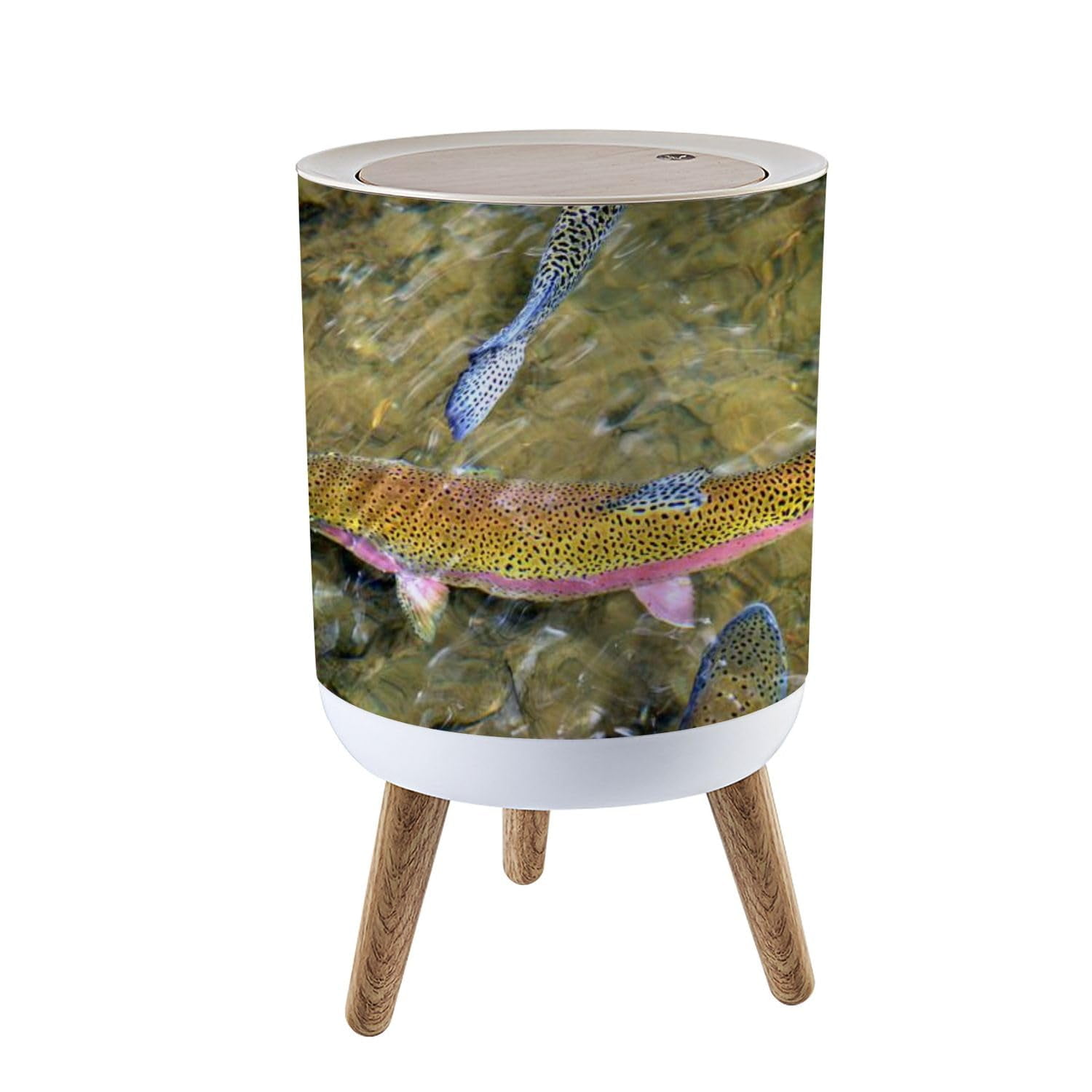 Small Trash Can with Lid for Bathroom Kitchen Office Diaper Rainbow ...