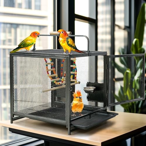 Small Travel Bird Cage : 22Inch Wrought Iron Portable Birds Transport ...