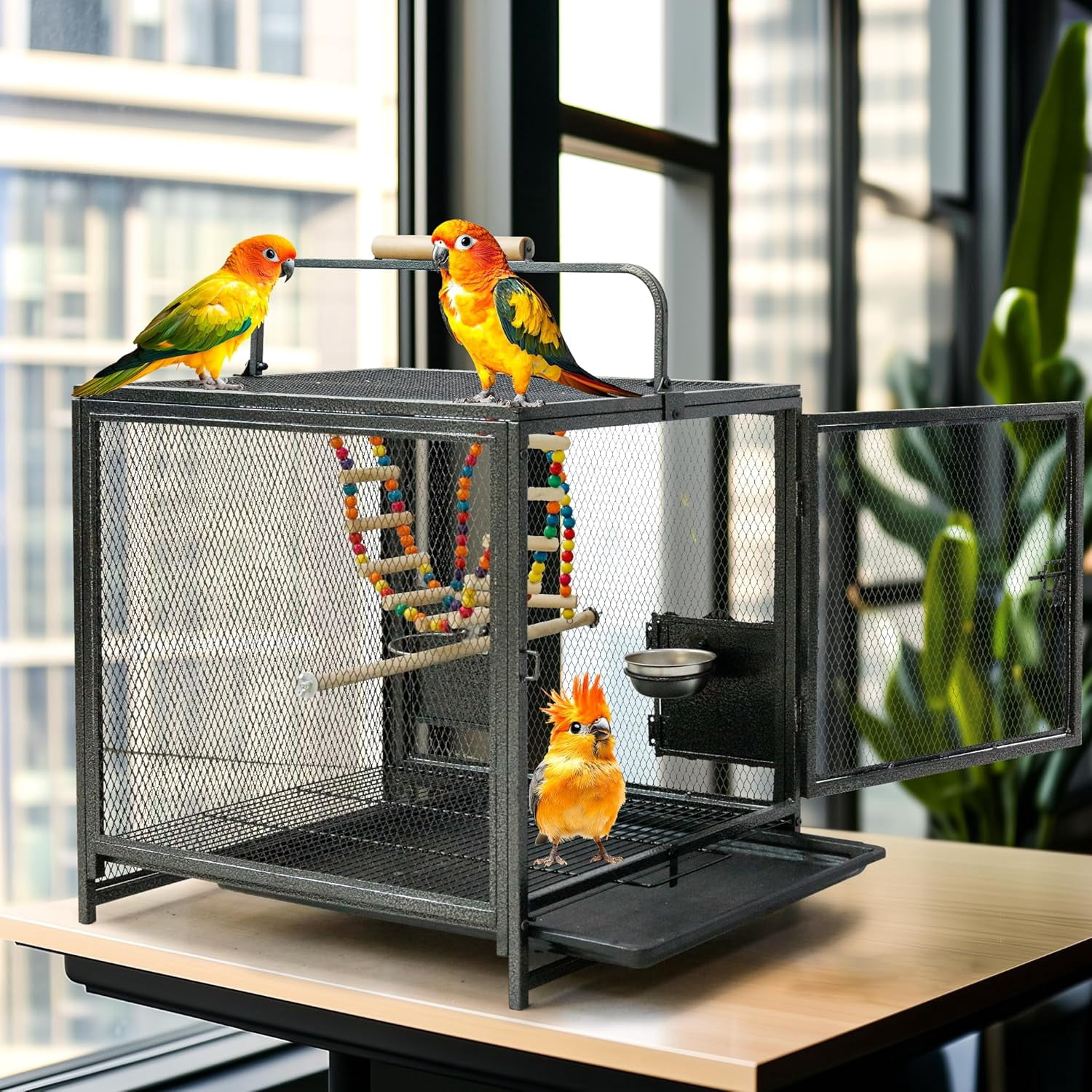 Small Travel Bird Cage Carrier: 22Inch Wrought Iron Portable Birds ...