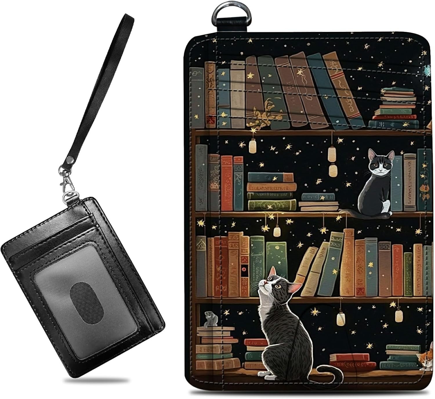 Small Travel Wallets, Cat Library Slim Minimalist Front Pocket Wallet ...