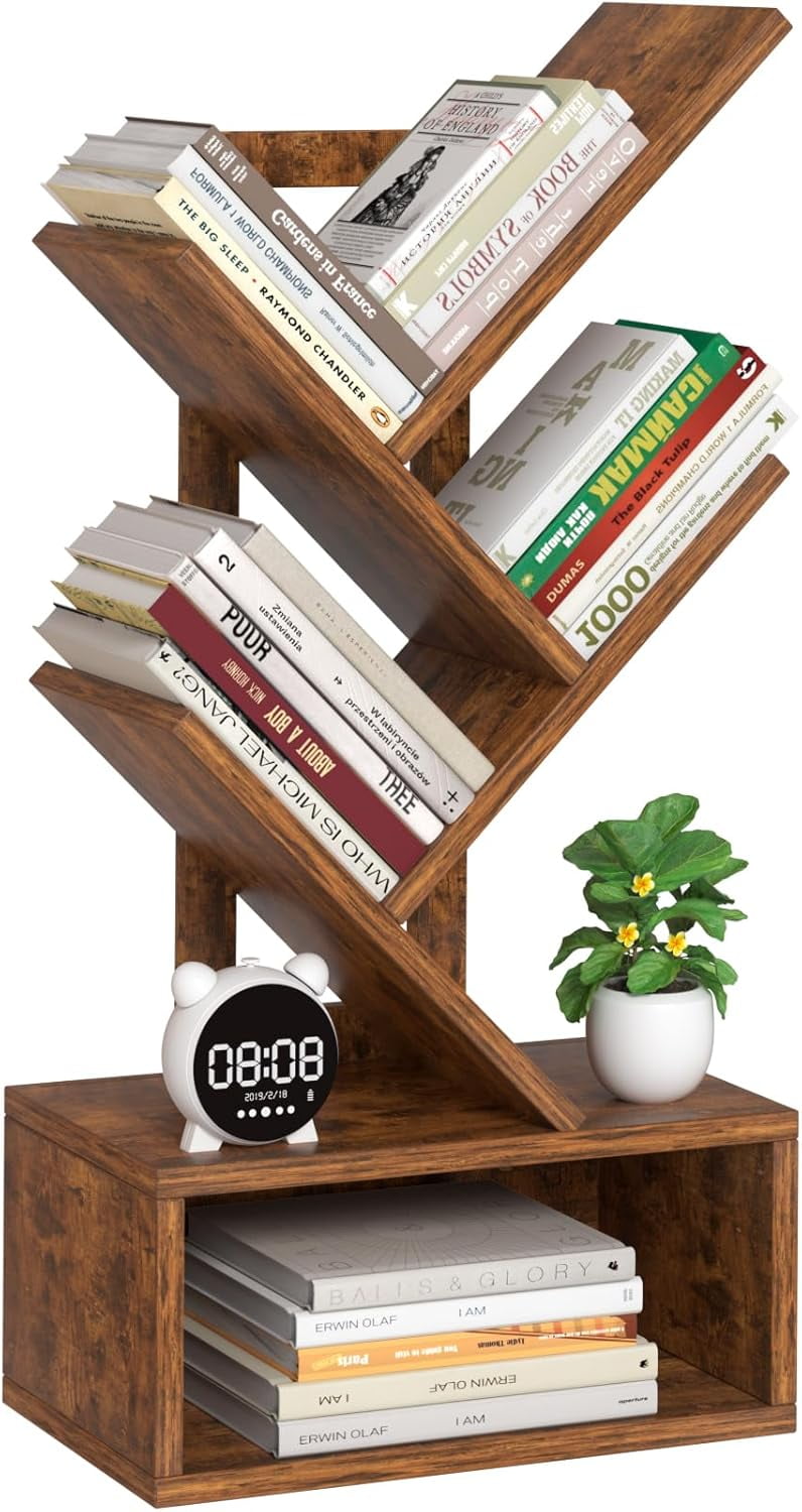 Small Tree Book Shelf,5 Tier Black Tree Bookshelf,Blueen Desktop ...