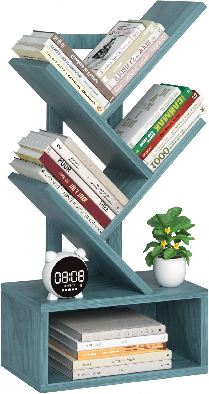 Small Tree Book Shelf,5 Tier Black Tree Bookshelf,Blueen Desktop ...