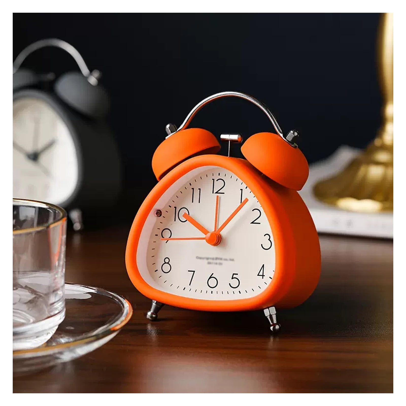 Small Triangle Analog Twin Bell Alarm Clock, with Backlight and Loud ...