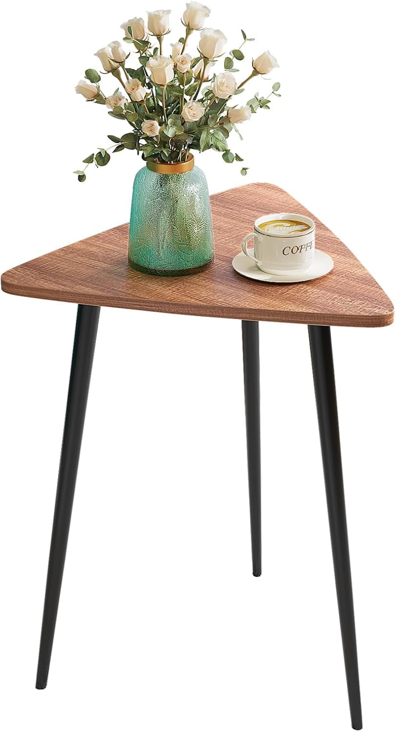 Small Triangle Side Table, Mid Century Modern Walnut End Table, Unique ...