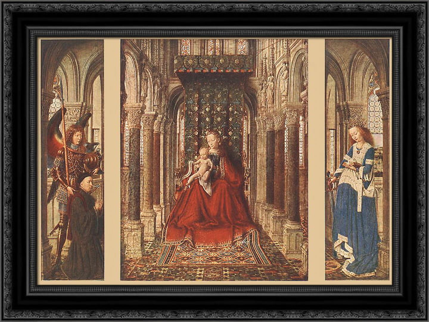 Small Triptych 24x19 Black Ornate Wood Framed Canvas Art by Eyck, Jan ...