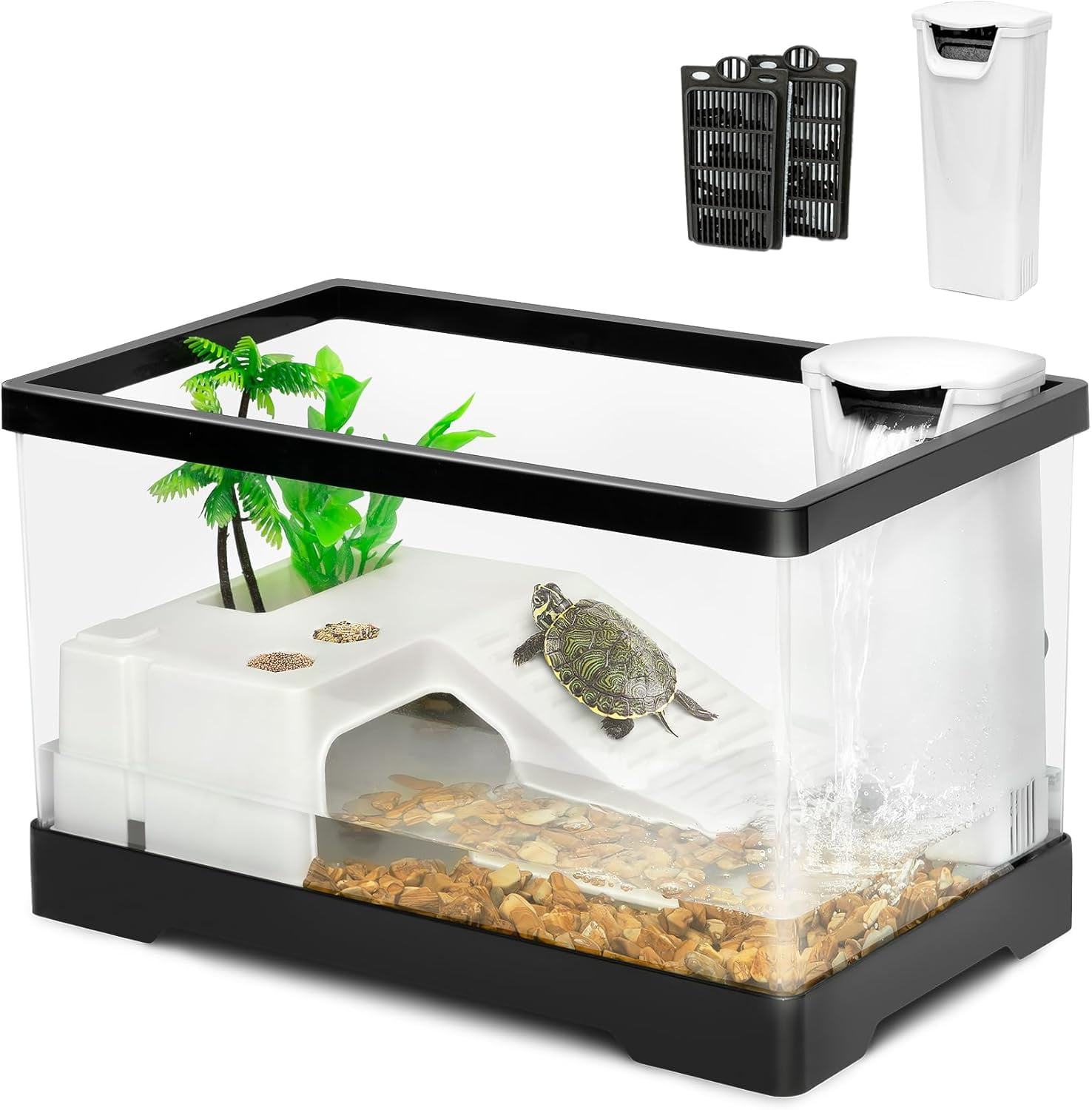 Small Turtle Tank,11.8*7.3*7.1 inch PC Starter Terrarium Water Aquarium ...