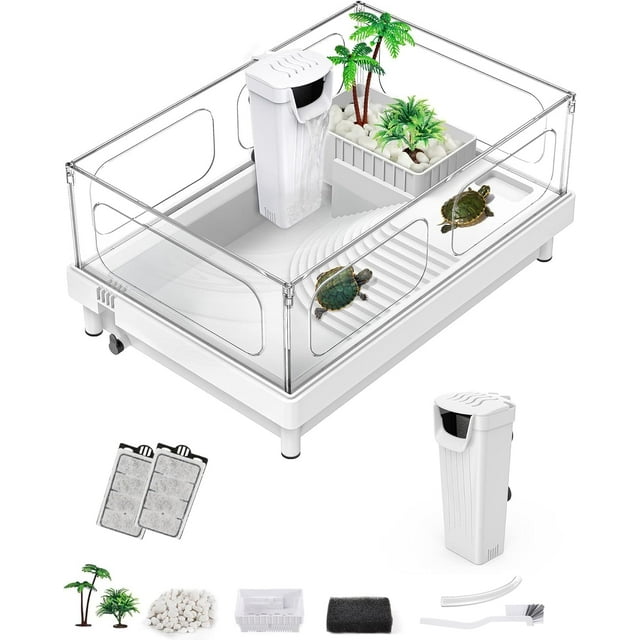 Small Turtle Tank with Filter, Turtle Aquarium, Acrylic Turtle ...