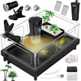 Small Turtle Tank Kit, Acrylic Turtle Tank Starter Kit with Basking ...
