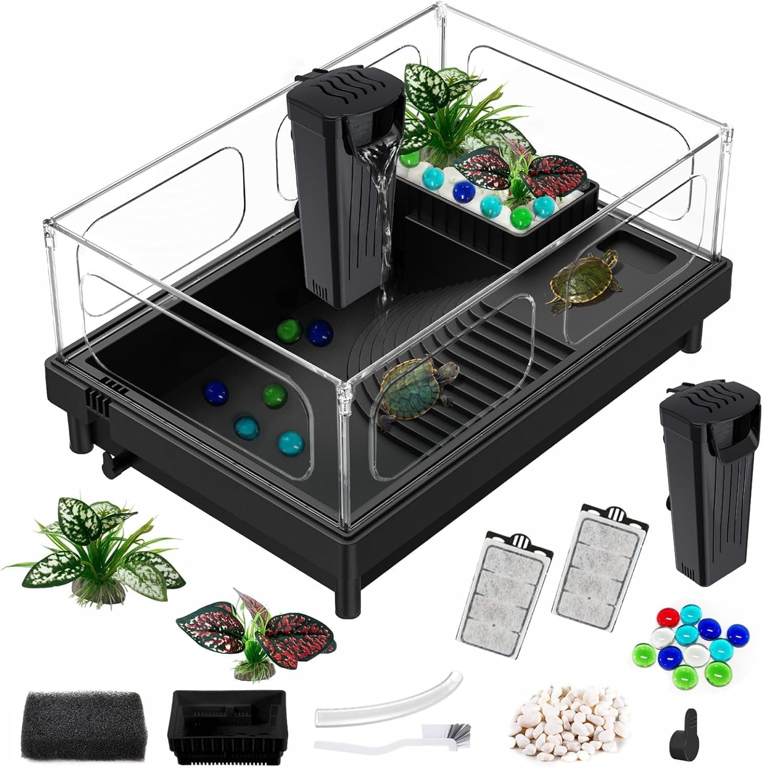 Small Turtle Tank Kit with Filter, Acrylic Turtle Tank Starter Kit ...