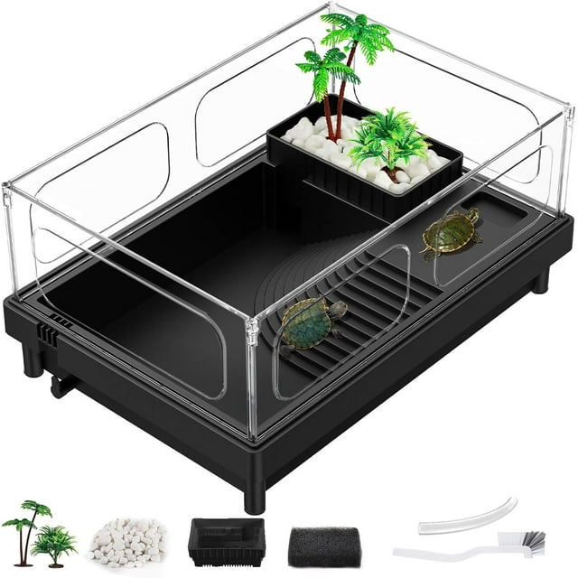 Small Turtle Tank Kit(Tank+Light+Filter), Acrylic Turtle Tank Starter ...