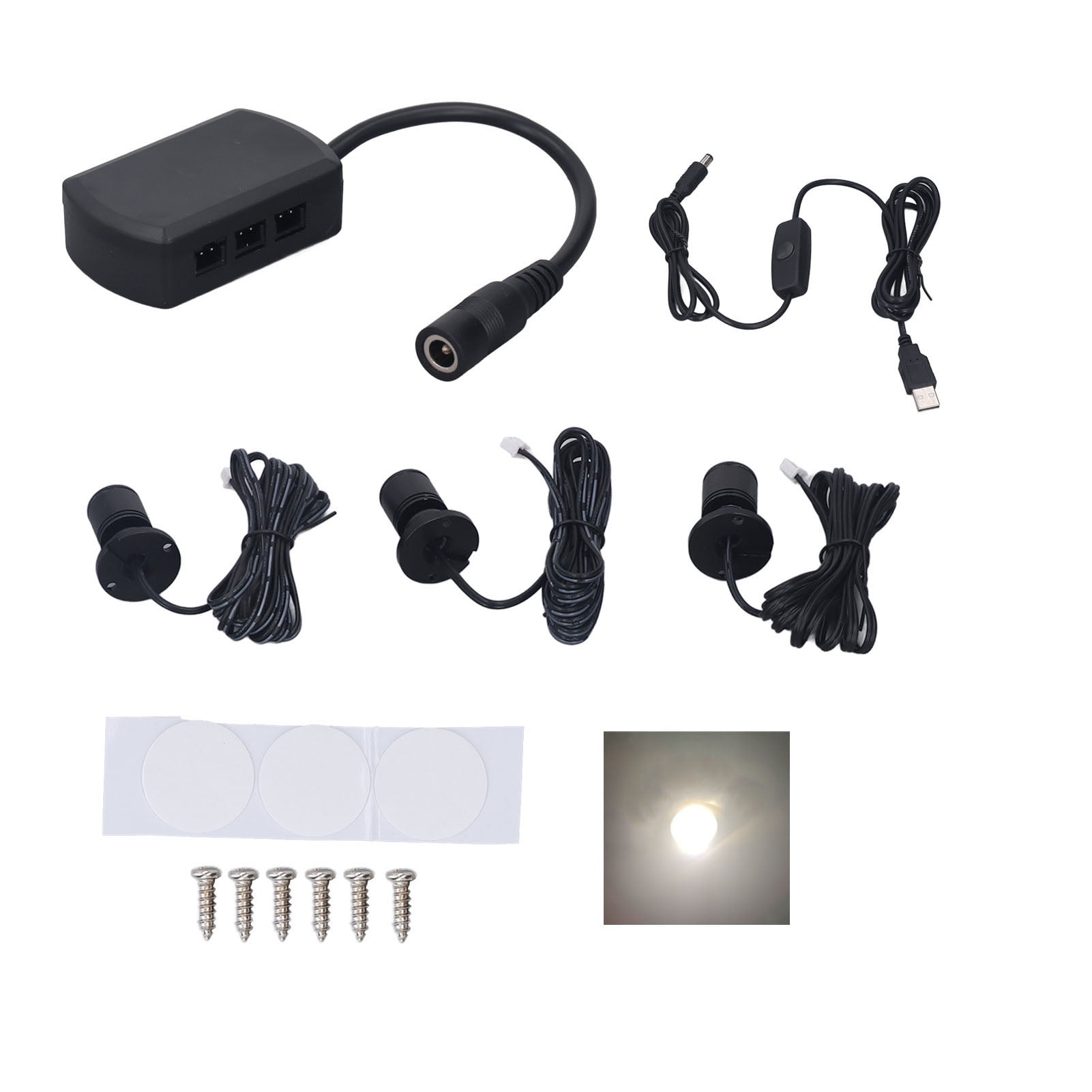 Small USB Spotlight Kit, 3x LED Heads, Adhesive Mount, Collection ...