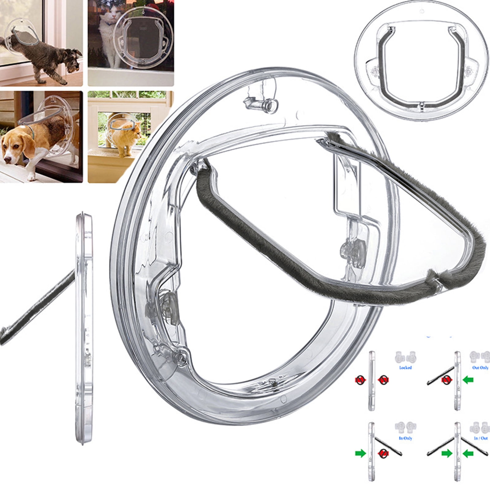 Small Ultra Clear Pet Door Cat Flap with 4 Way Locks, 7.28 in x 8 in ...