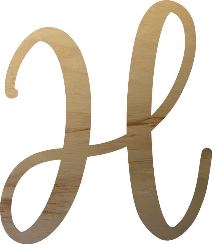 Small Unfinished Wood Letter H, Paintable 8'' Tall Craft Script Letter ...