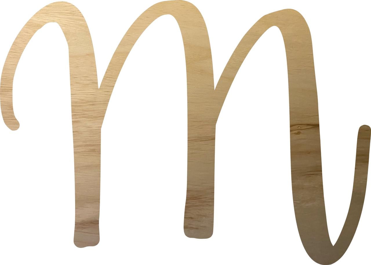 Small Unfinished Wood Letter M, Paintable 8'' Tall Craft Script Letter ...