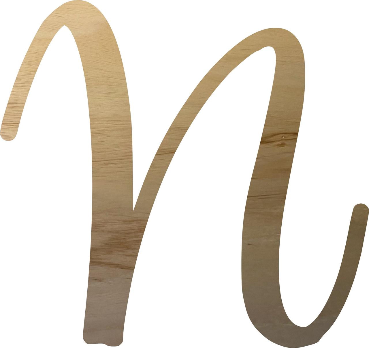Small Unfinished Wood Letter N, Paintable 8'' Tall Craft Script Letter ...