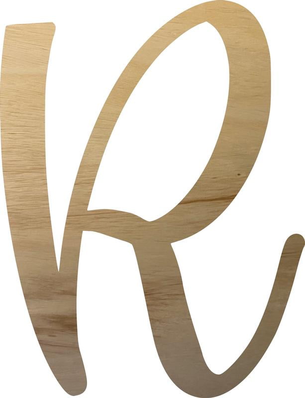 Small Unfinished Wood Letter R, Paintable 8'' Tall Craft Script Letter ...