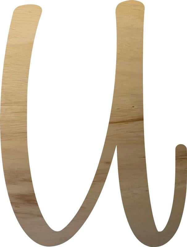 Small Unfinished Wood Letter U, Paintable 8'' Tall Craft Script Letter ...