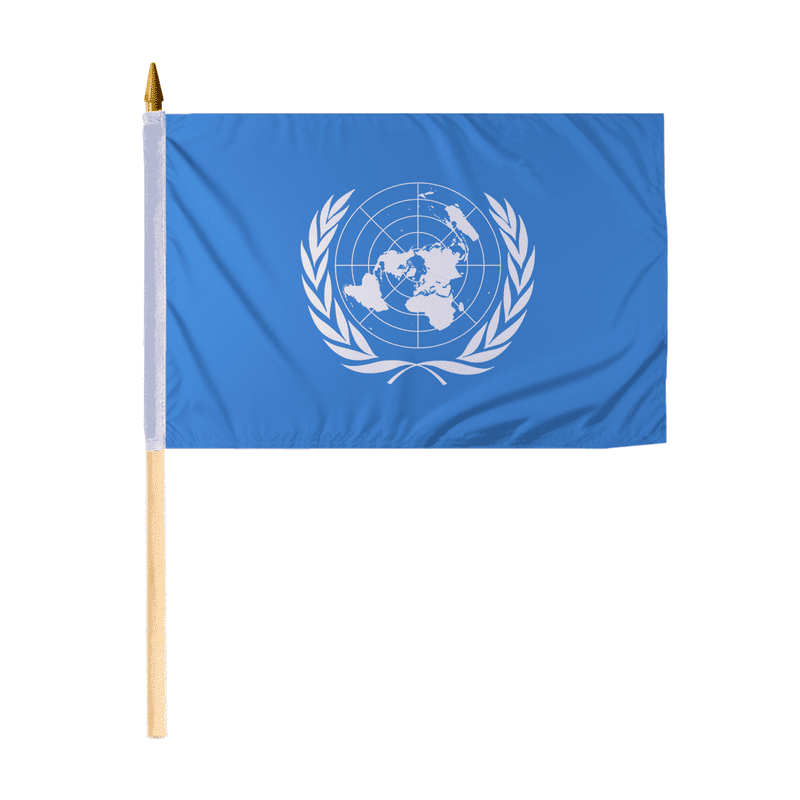 Small United Nations National Desk Flag 12x18 inch 24" Wood Stick ...