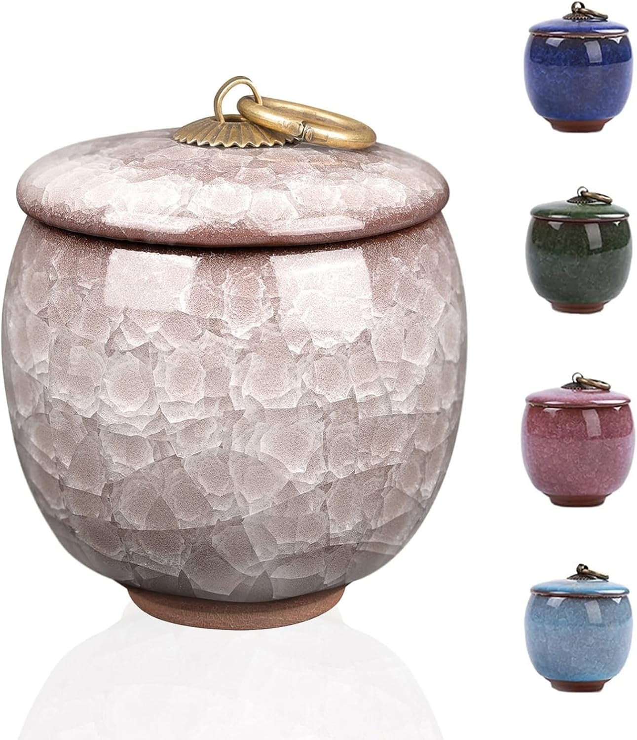 Small Urns for Human Ashes Keepsake, Ceramic Ice Crack Memorial ...
