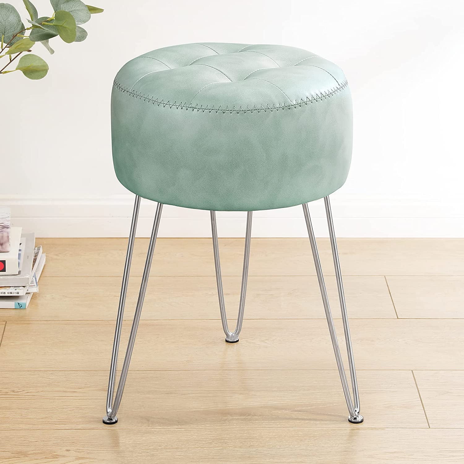 Small Vanity Stool Chair for Makeup Room, Mint Green Stool for Vanity ...