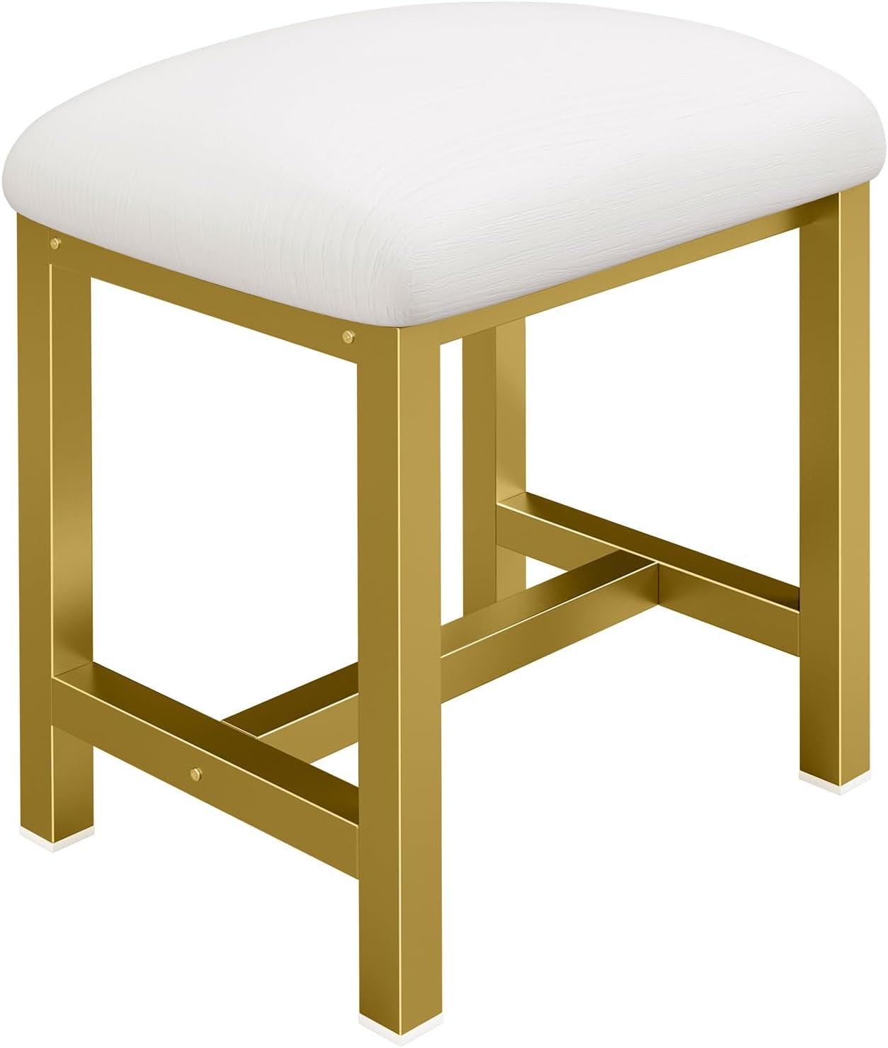 Small Vanity Stool, Cute Vanity Stools with Cushion, White Gold Makeup ...