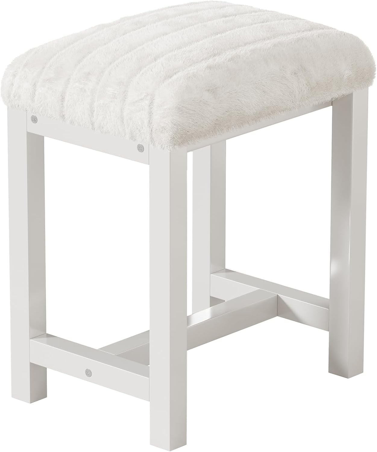 Small Vanity Stool, Cute Vanity Stools with Soft Faux Rabbit Fur ...