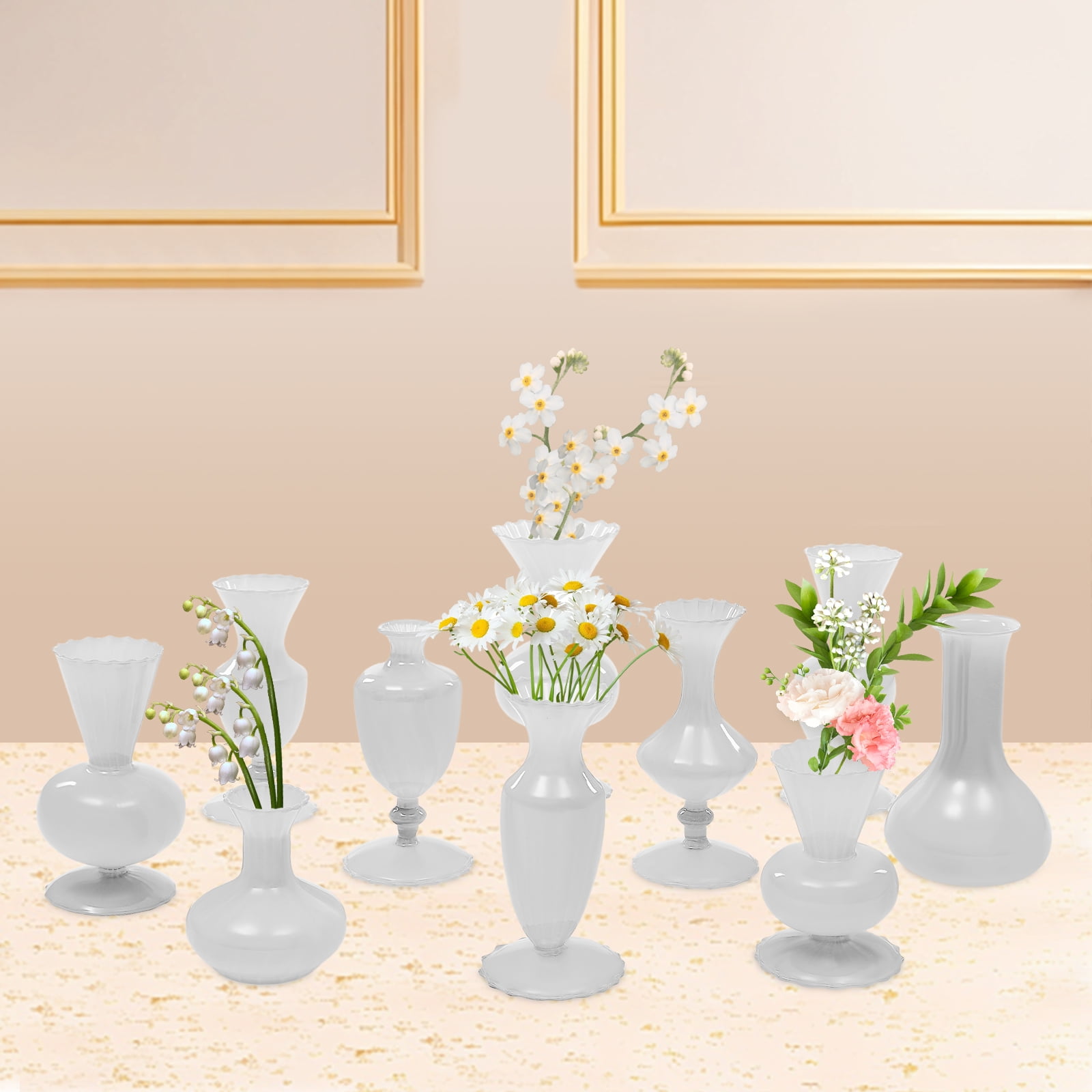 Small Vases, Decorative Glass Vase 10* Glass Vases Modern White 10 Pcs ...