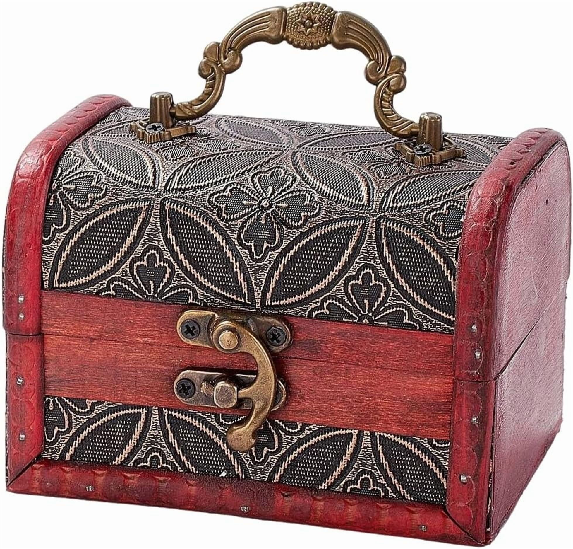 Small Vintage Wooden Treasure Chest Retro Pirate Treasure Keepsake Box ...