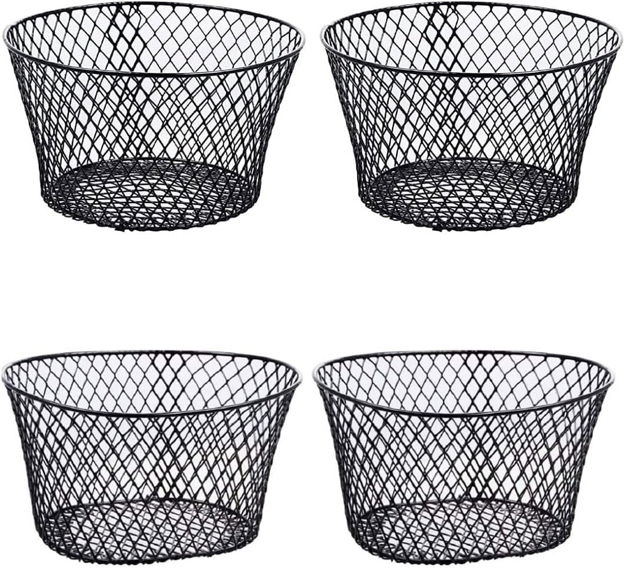 Small Vinyl-Coated Black Wire Baskets 2( Round) & 2(Oval) Wire Mesh ...