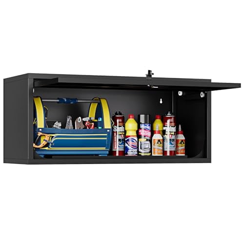 Small Wall-Mounted Locking Cabinet Metal Garage Storage Cabinet Hanging ...