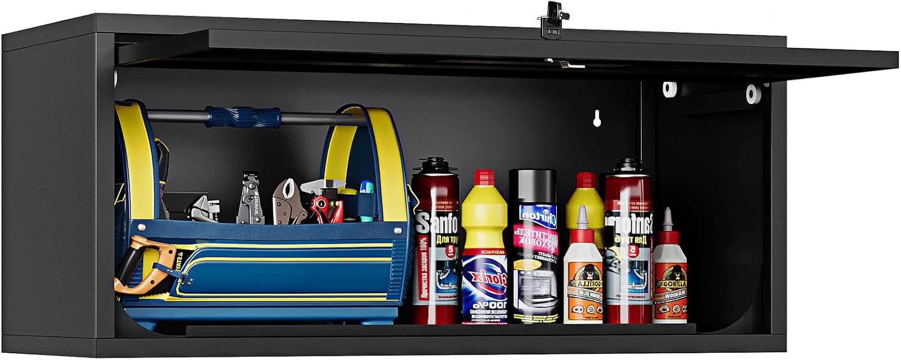 Small Wall-Mounted Locking Cabinet Metal Garage Storage Cabinet Hanging ...