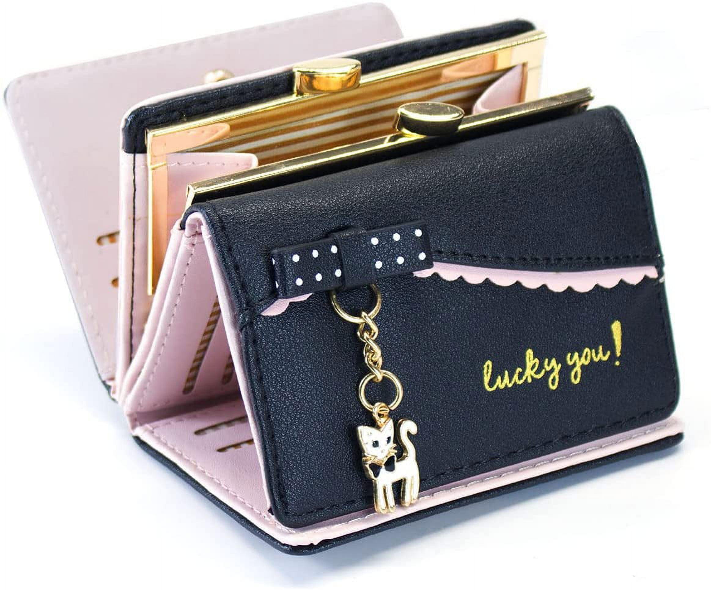MINKUROW Small Wallet for Women Cute Cat Pendant Card Holder Organizer ...
