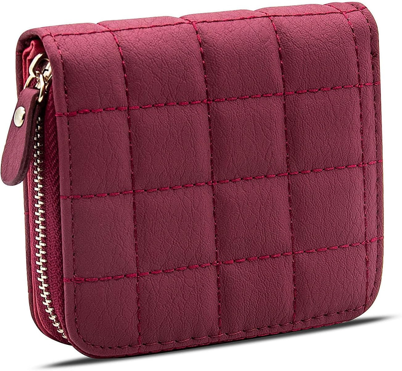 Small Wallet for Women Girls Bifold Quilted Leather Pocket Wallet ...