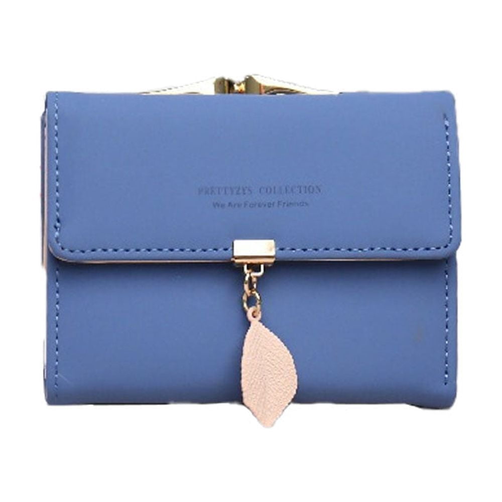 Small Wallet for Women RFID Blocking PU Leather Leaf Pendant Card ...