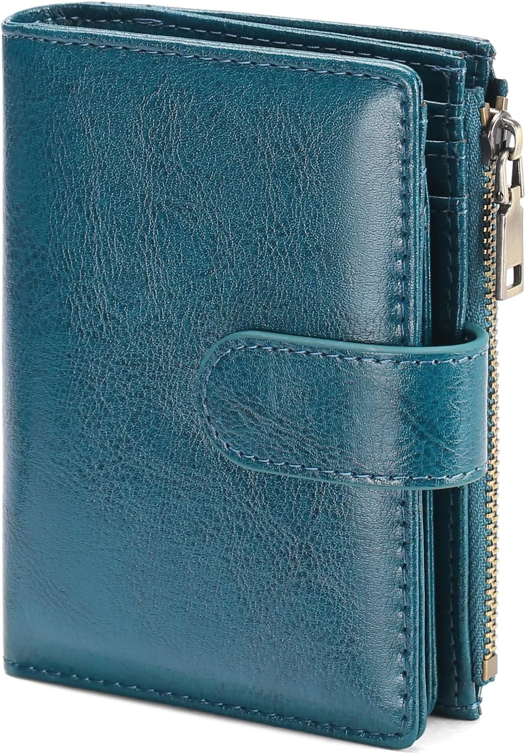 Small Wallets for Women Leather RFID Blocking Bifold Zipper Pocket ...