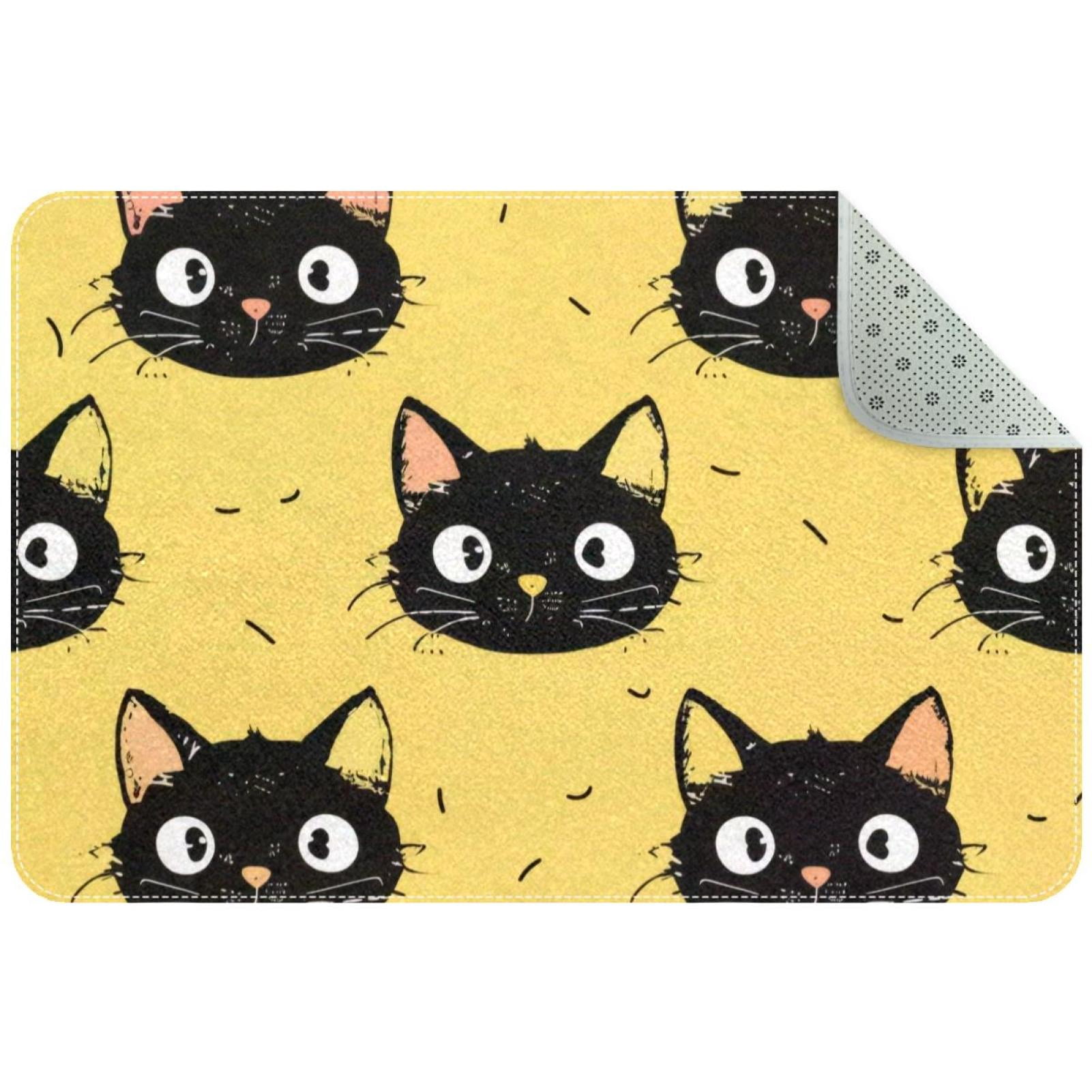 Small Washable Kitchen Rug, Cute Cat Heads Cartoon Indoor Door Mats for ...