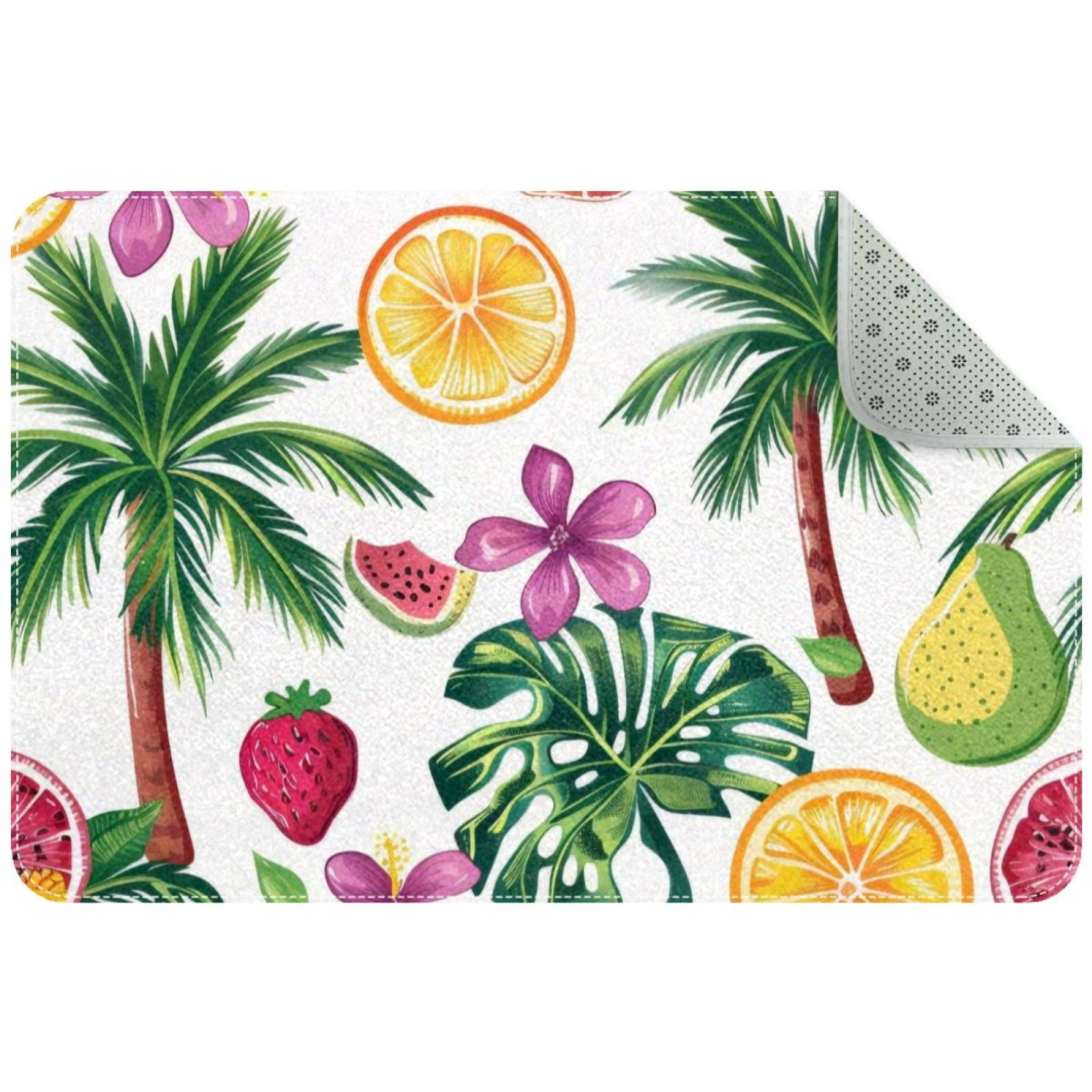 Small Washable Kitchen Rug, Summer Holidays Palm Tree and Tropical ...