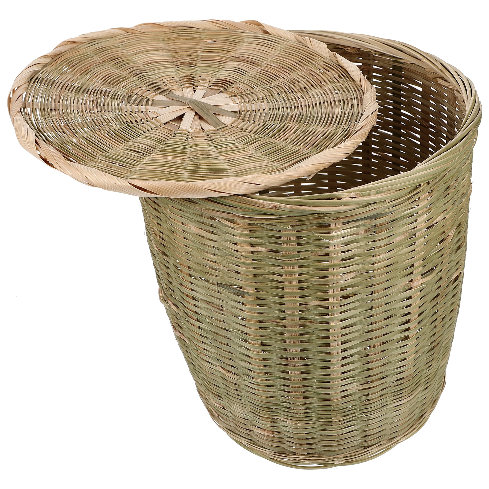 Small Waste Paper Bin with Lid Woven Basket Trash Can Office - Walmart.com