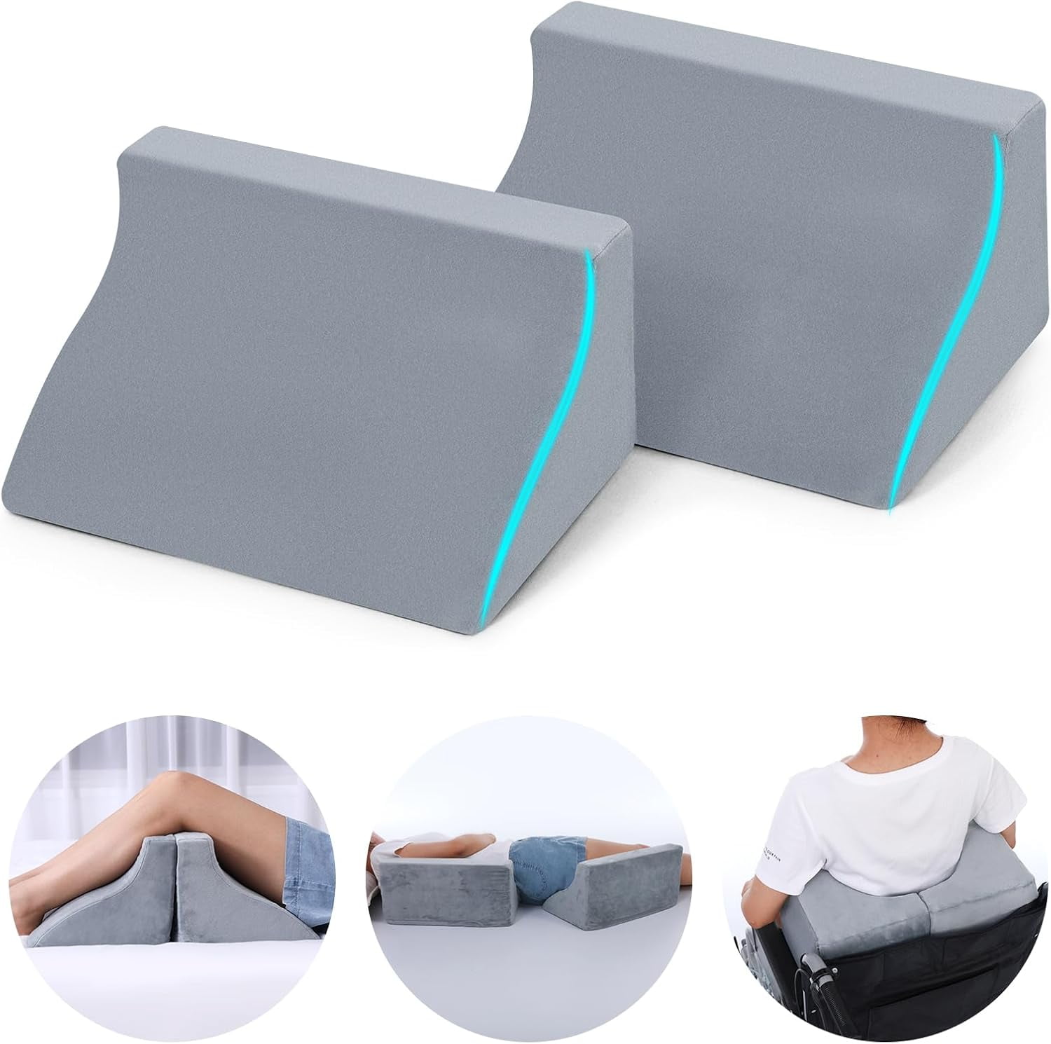 Small Wedge Pillow for Sleeping, 2 Pack Wedges & Body Positioners, Back ...