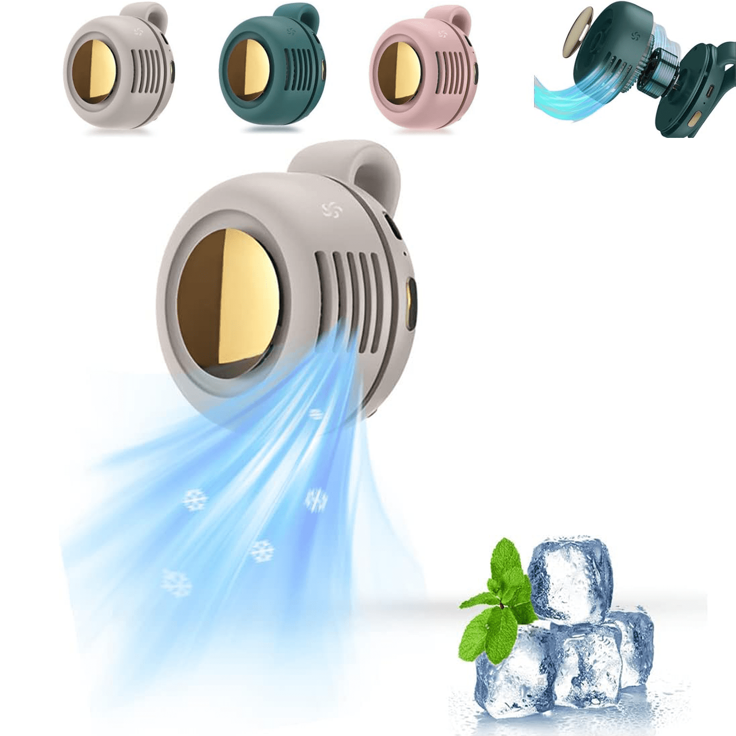 Small Whirlwind Clip Waist Neck Fan, Portable Mini Bladeless Fan Clip ...