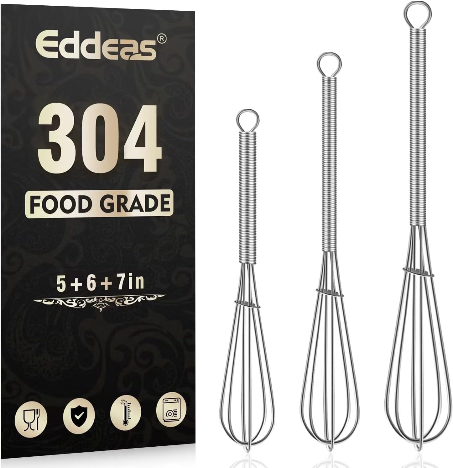 Small Whisk Stainless Steel, Mini wire whisk 3 Pieces, 5in, 6in & 7in ...