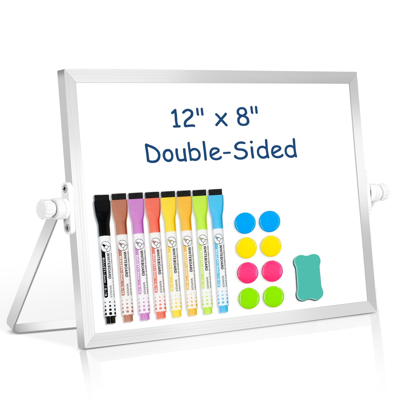 Small White Board with Stand, Dry Erase White Board, 12"X8" Double ...