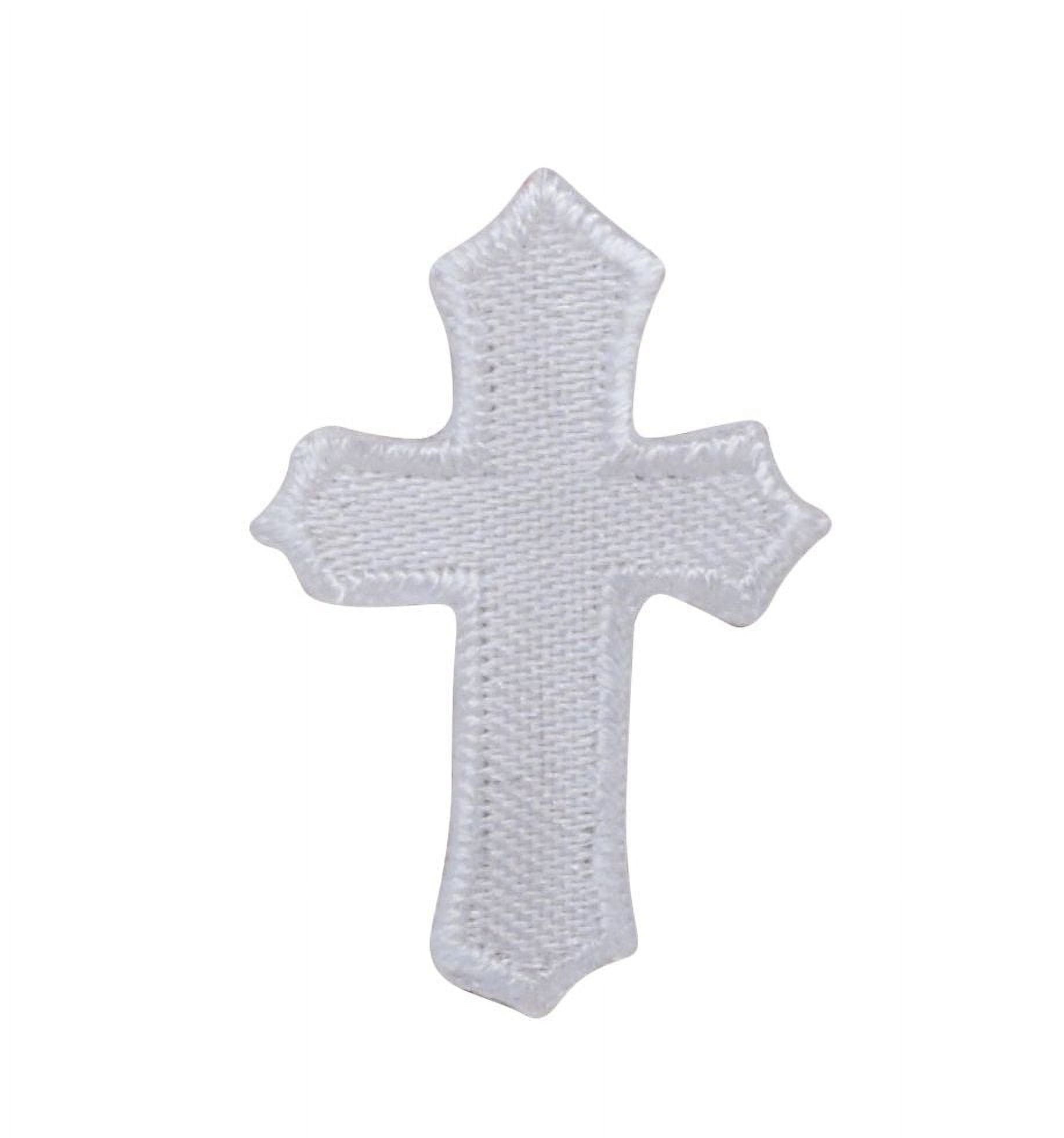 Small White Cross, Religious, Christian, Embroidered, Iron-on patch ...