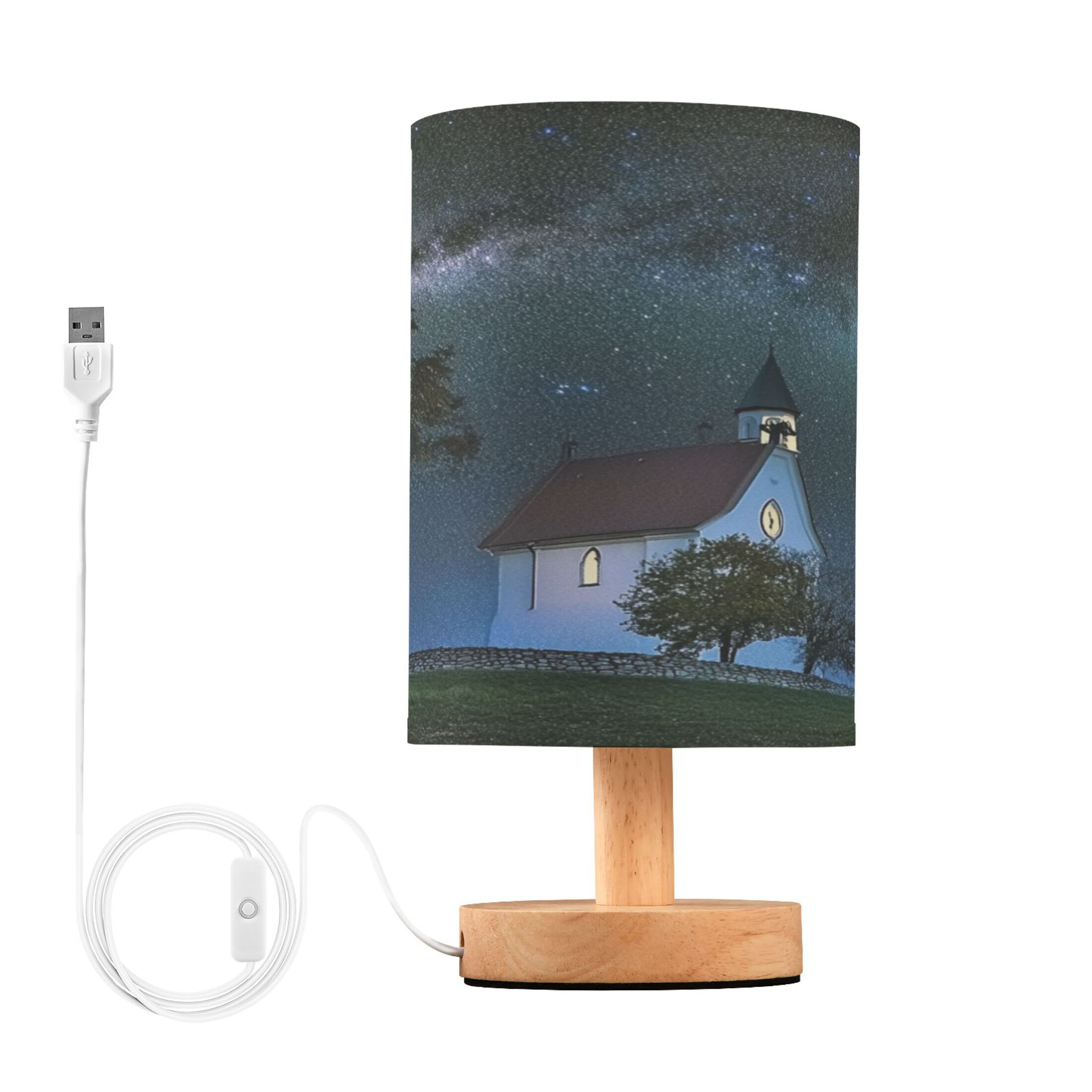 Small White Gothic Church Small Lamp Printed Gifts Table Lamp USB ...