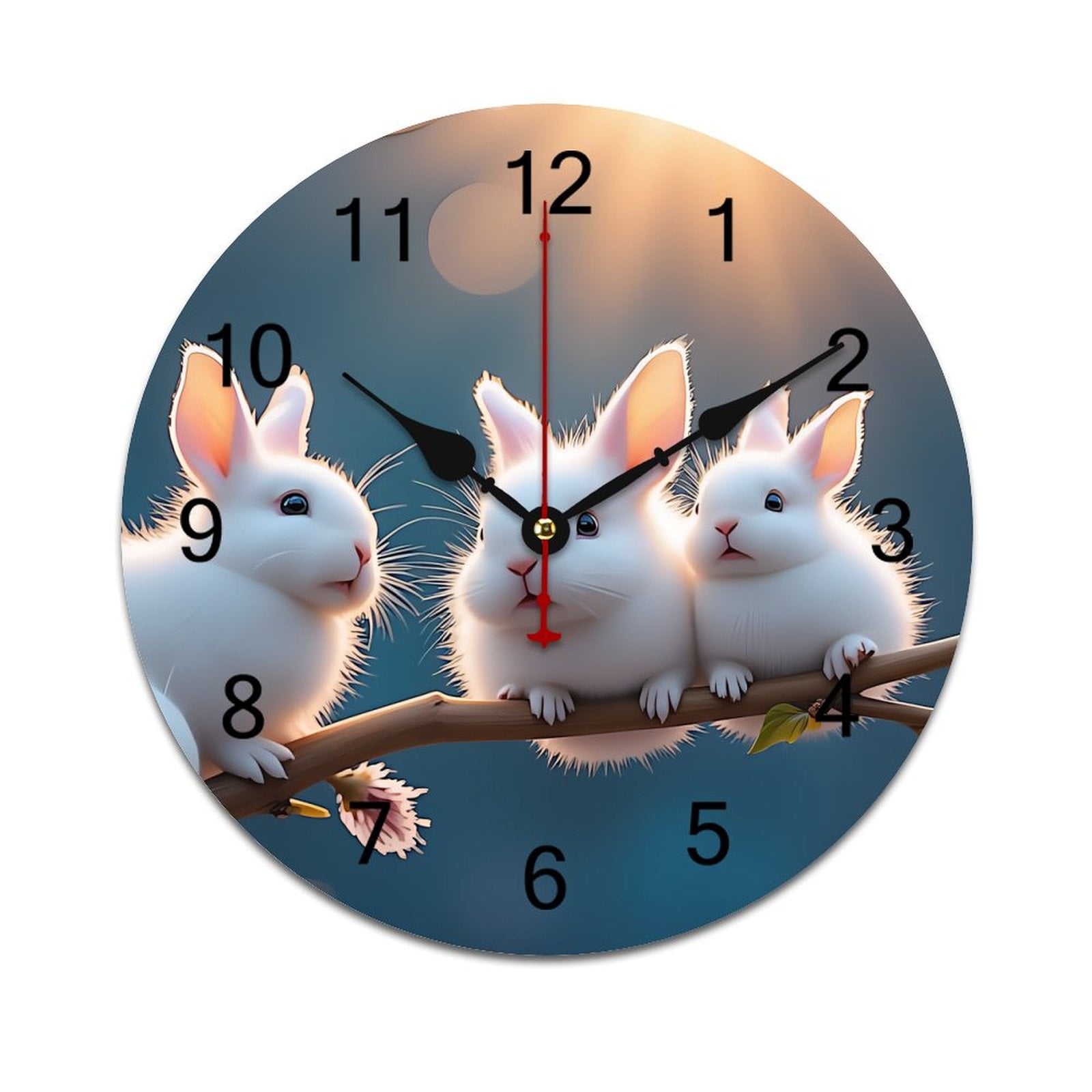 Small White Rabbits Word Saying Big Wall Clock Home Decor Art Watch ...
