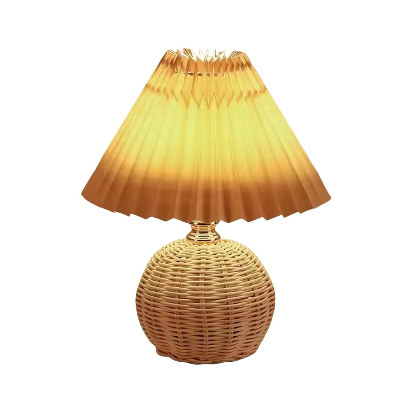 Small Wicker Lamp Wicker Table Lamp Pleated Lampshade USB Vintage ...